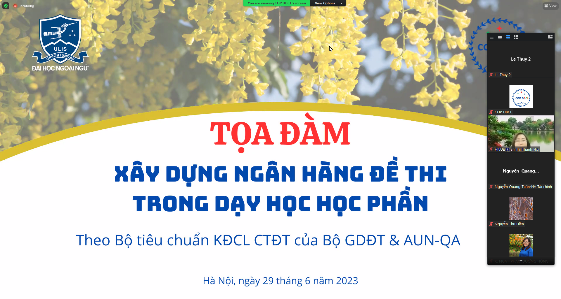 Seminar on “Developing a bank of exam questions in teaching modules ...