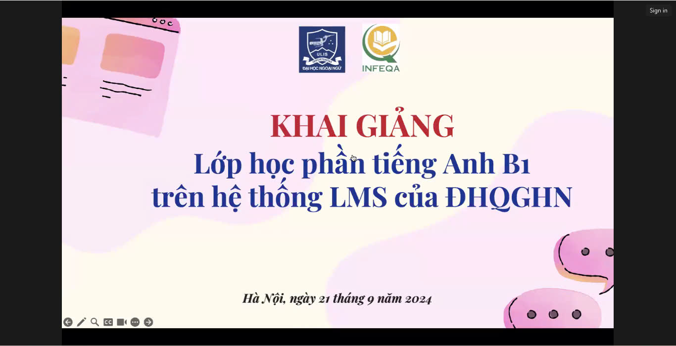 Opening of English B1 class on LMS system of VNU – University of Languages and International ...